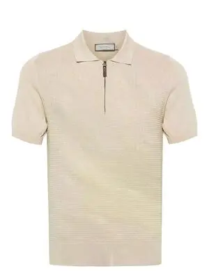 Canali Zip-up Cotton Polo Shirt - Neutrals