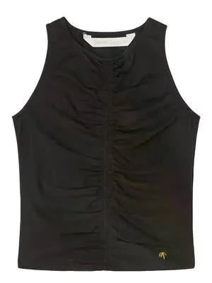 Palm Angels Ruched Stretch-cotton Tank Top - Black