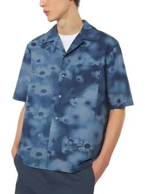 Maison Kitsuné Daisy Fields-print Shirt - Blue