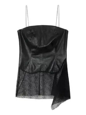 Helmut Lang Sheer Leather Top - Black
