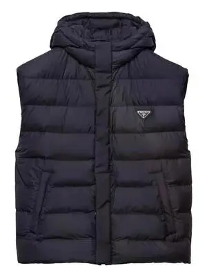 Prada Recycled Polyester Down Hooded Vest - Blue