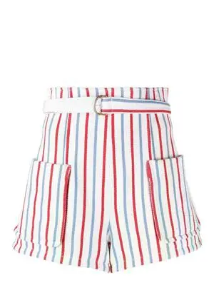 Philosophy Di Lorenzo Serafini Striped High-waisted Shorts - Neutrals