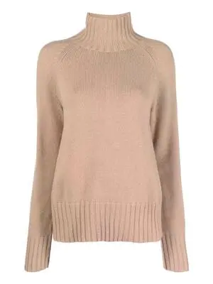 Max Mara Fine-Knit High-Neck Sweatshirt Brown