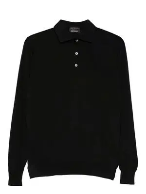 DELL'OGLIO Fine-knit Polo Shirt - Black
