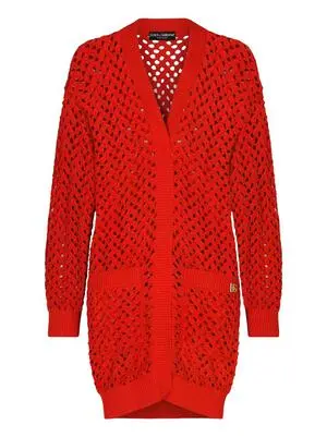 Dolce & Gabbana Open-knit Cotton Cardigan - Red