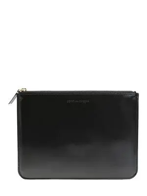 Comme Des Garçons Comme Des Garçons Wallet Logo-Debossed Leather Clutch Black