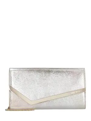 JIMMY CHOO Emmie Leather Clutch - Silver