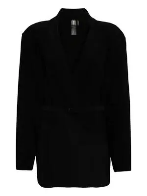 Norma Kamali Belted Double-breasted Blazer - Black