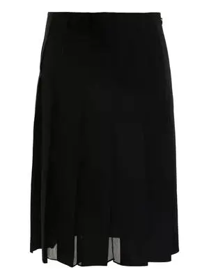 Marni Pleated Chiffon Midi Skirt - Black
