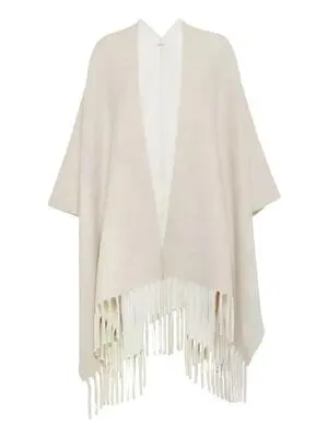 Brunello Cucinelli Fringed-edge Double Knit Poncho - Neutrals
