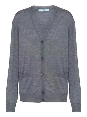 Prada V-neck Wool-cashmere Cardigan - Grey