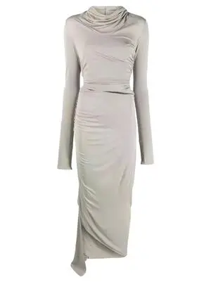 ANDREĀDAMO Asymmetric Draped Midi Dress - Grey