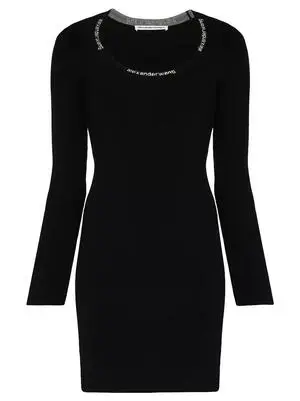 Alexander Wang Logo-trim Bodycon Mini Dress - Black
