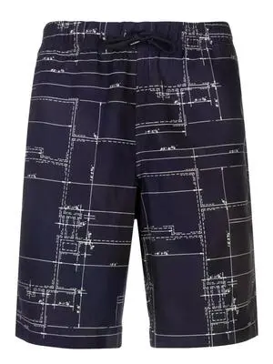 Paul Smith Graphic-print Cotton Shorts - Blue