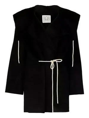TOTEME Hooded Tie-waist Shirt Coat - Black
