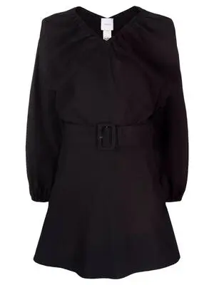PATOU Balloon-sleeve Belted Mini Dress - Black
