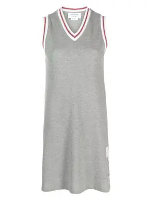 Thom Browne Stripe-trim Cotton Minidress - Grey