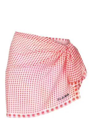 AMIR SLAMA Gingham-check Skirt - Red