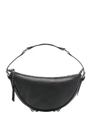 By Far Grained Leather Curved Shoulder Bag - Black