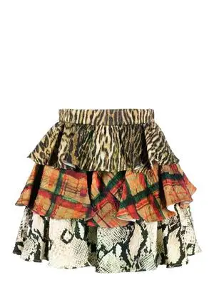Roberto Cavalli Layered Short Skirt - Neutrals