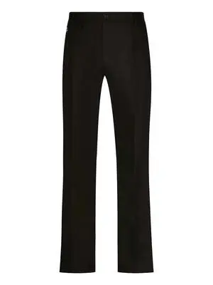 Dolce & Gabbana Stretch-cotton Trousers With Dg Patch - Black