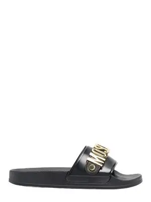 Moschino Logo-plaque Slides - Black