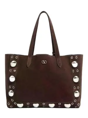 Valentino Garavani Nellcôte Suede Tote Bag With Stud Embellishments - Brown