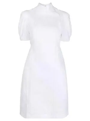 Shiatzy Chen Band-collar Short-sleeved Dress - White