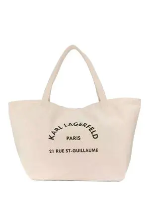 Karl Lagerfeld Rue St-Guillaume Canvas Tote Bag Neutrals