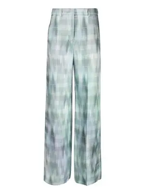 Giorgio Armani Prince Of Wales Silk Trousers - Blue