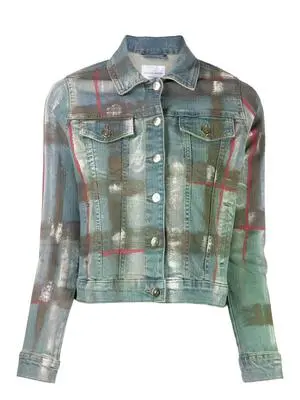 MADISON MAISON Paint Splatter-print Denim Jacket - Blue