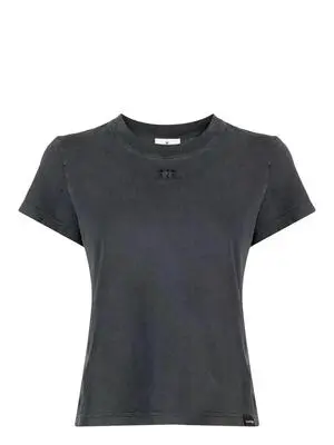 COURREGES Logo-patch Cotton T-shirt - Grey