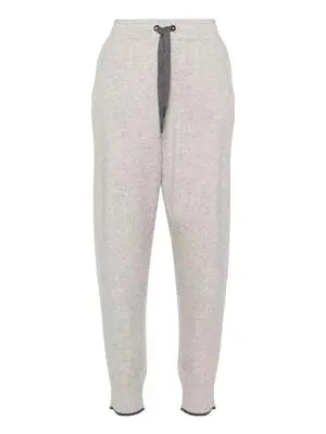 Brunello Cucinelli Mid-rise Cashmere Track Trousers - Grey