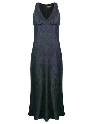 JOSEPH Sleeveless V-neck Cotton Dress - Blue