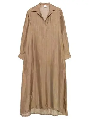 Eleventy Pinstriped Maxi Dress - Brown