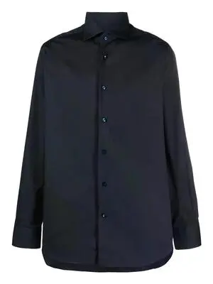 BARBA NAPOLI Long-sleeve Cotton Shirt - Blue