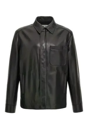 Loewe Long-sleeve Leather Overshirt - Black