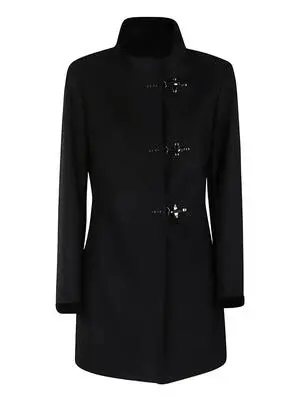 FAY Virgin Wool-blend Coat With Gancini Buckle - Black