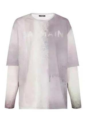 Balmain Logo-print Organic Cotton T-shirt - Grey