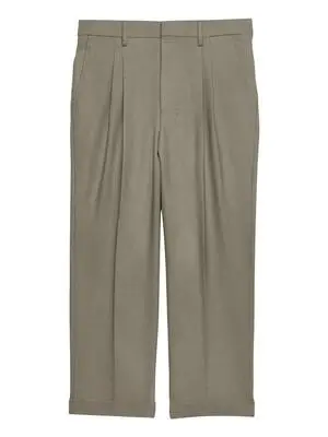 AMI Paris Box-pleated Cropped Trousers - Grey