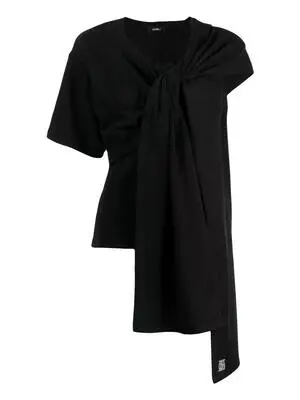 Goen.j Asymmetric Knot-detail T-shirt - Black