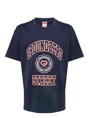 GROUND ZERO Graphic-print Cotton T-shirt - Blue