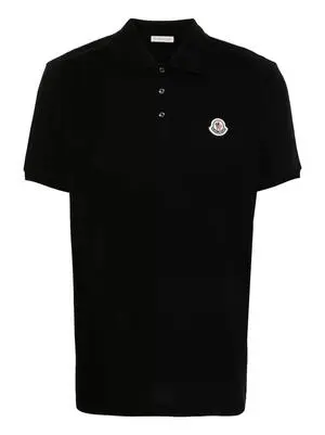 Moncler Logo-appliqué Piqué Polo Shirt - Black
