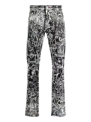 Philipp Plein All-over Graphic-print Jeans - Grey
