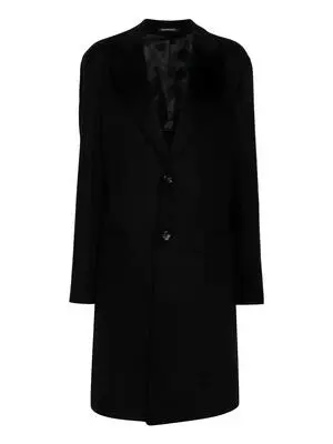 Emporio Armani Felted Wool-blend Coat - Black