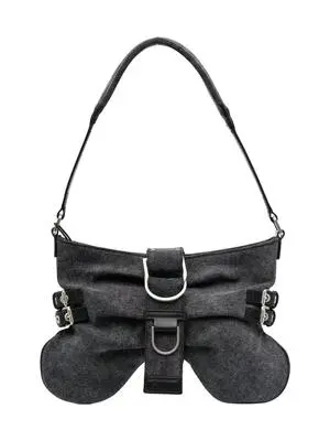 Blumarine Butterfly Leather Shoulder Bag - Grey