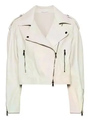 BRUNELLO CUCINELLI Notched-Lapels Leather Jacket