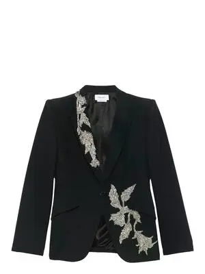 Alexander McQueen Embellished Padded-shoulder Blazer - Black
