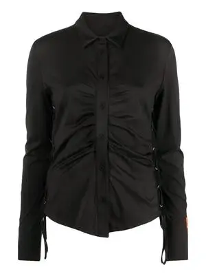 Heron Preston Lace-up Ruched Shirt - Black