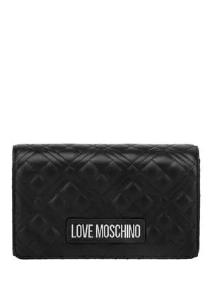 Moschino Logo-lettering Quilted Crossbody Bag - Black